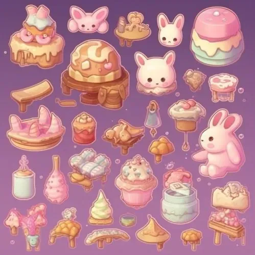 Cute Kawaii 3D Game Assets Midjourney Prompt | PromptBase