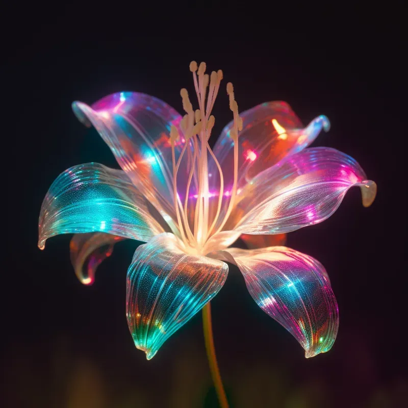 Shimmering Holographic Glass Objects Midjourney Prompt | PromptBase