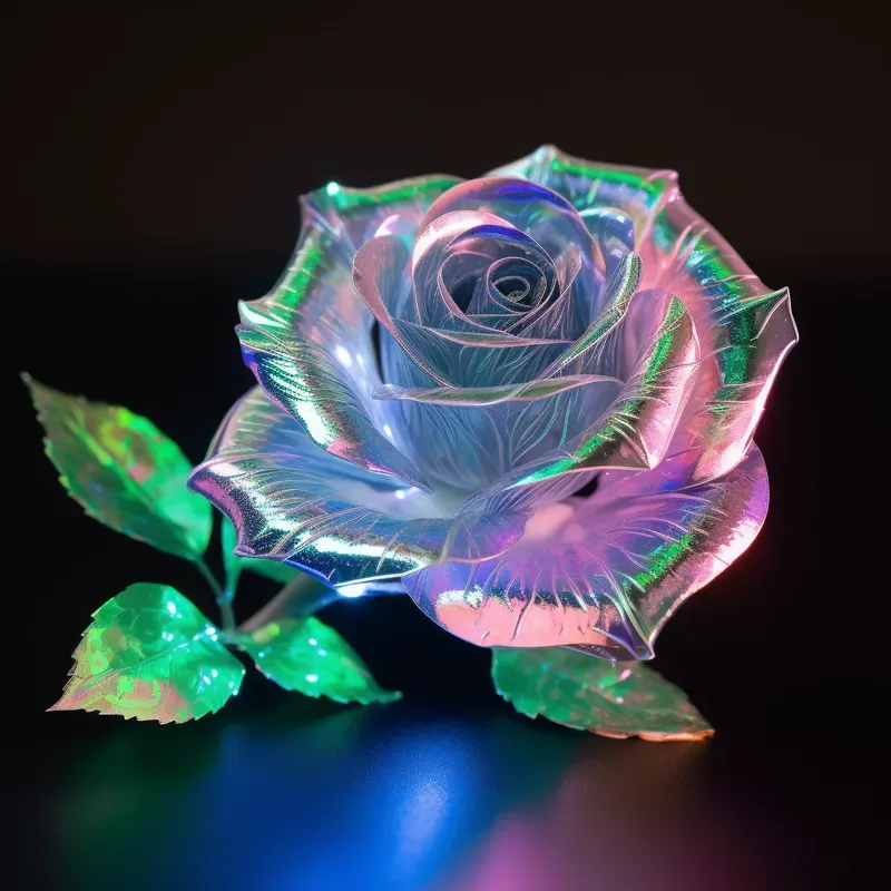 Shimmering Holographic Glass Objects Midjourney Prompt | PromptBase