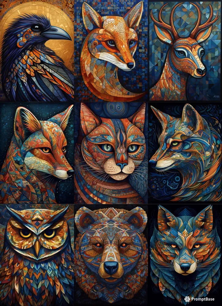 Colorful Fantasy Animal Prints Midjourney Prompt | PromptBase