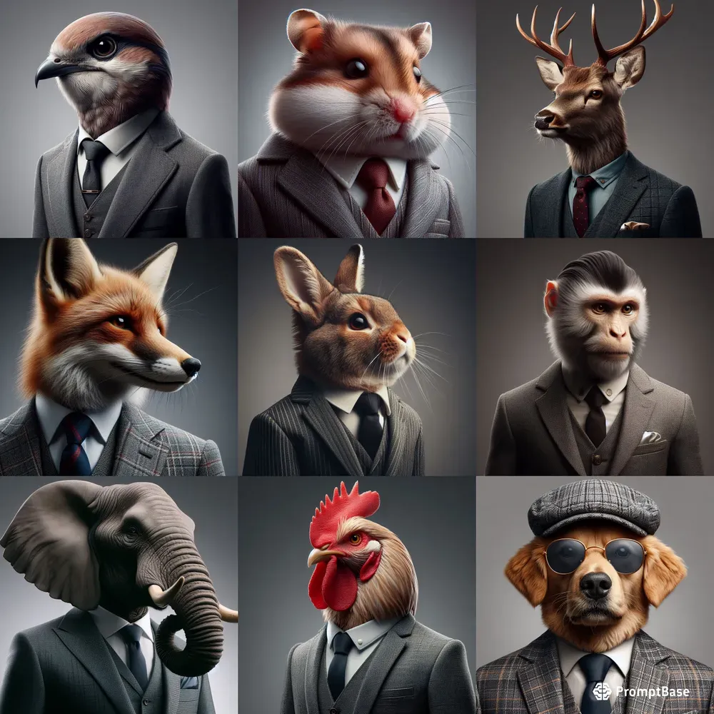 Animals Wear Suits DALL·E Prompt | PromptBase