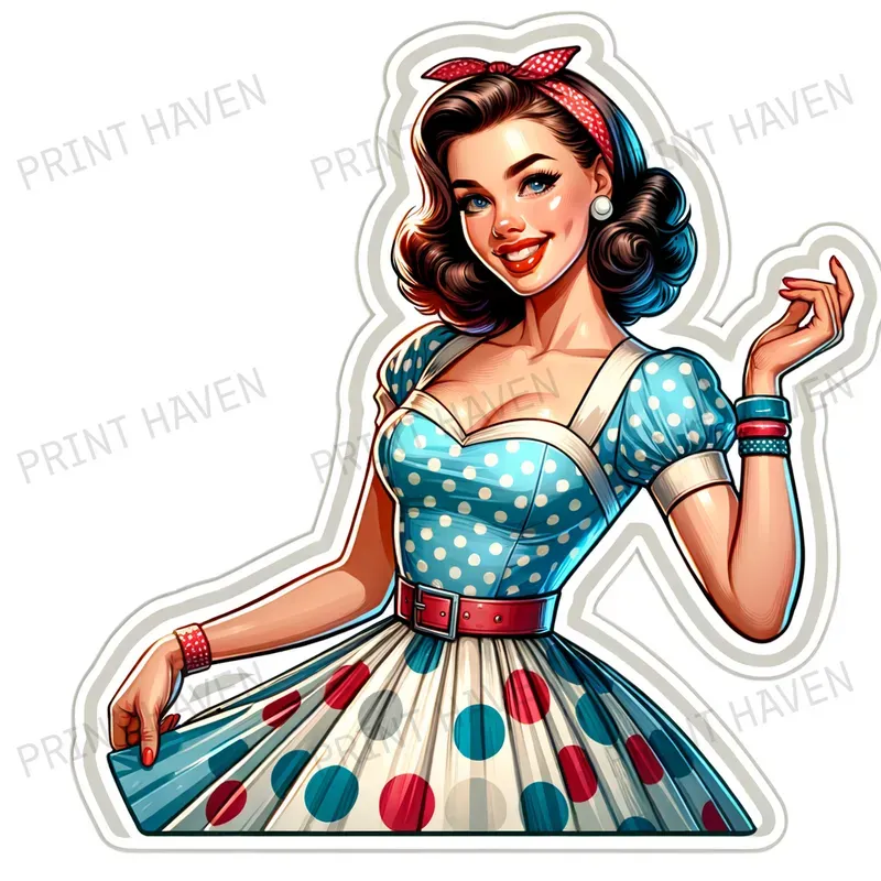 Retro Fashion Pinup Girl Stickers DALL·E Prompt | PromptBase