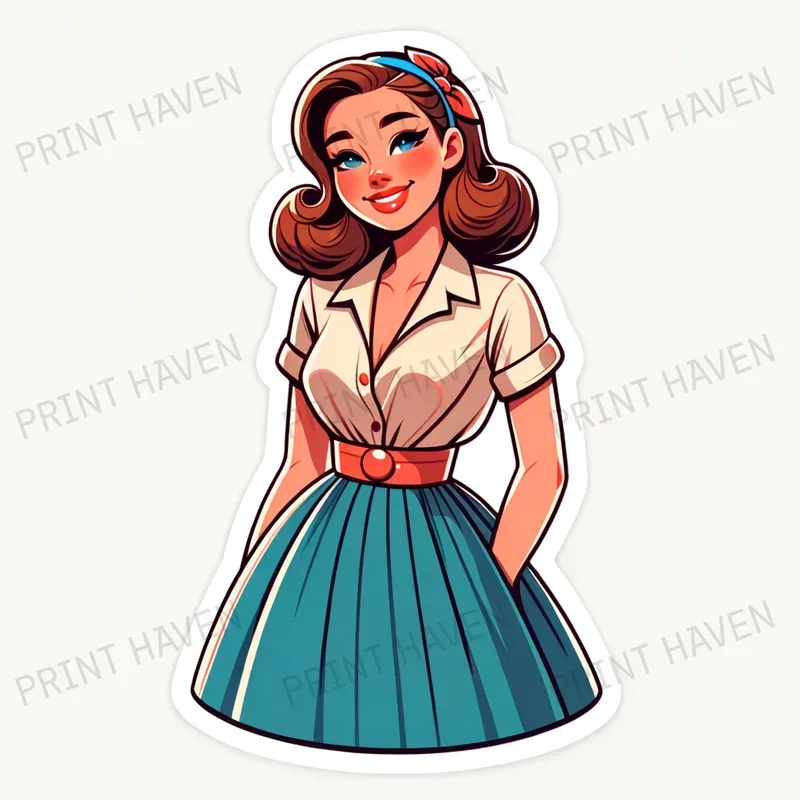 Retro Fashion Pinup Girl Stickers DALL·E Prompt | PromptBase
