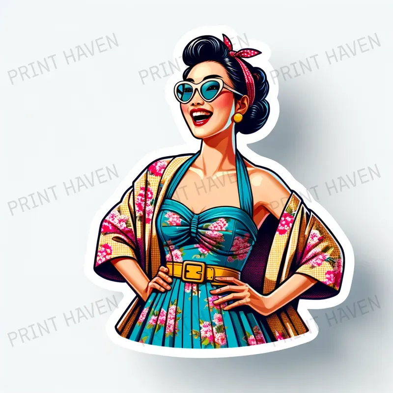 Retro Fashion Pinup Girl Stickers DALL·E Prompt | PromptBase