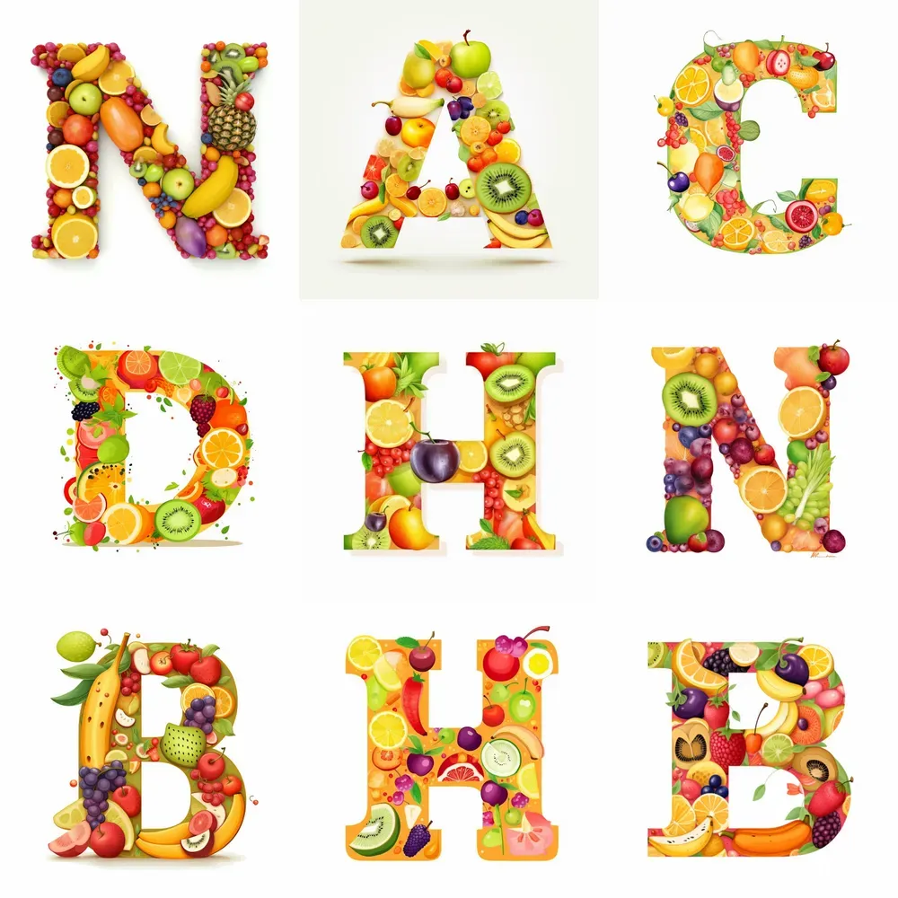 Kawaii Fruit Alphabet Letter Typographies Midjourney Prompt | PromptBase