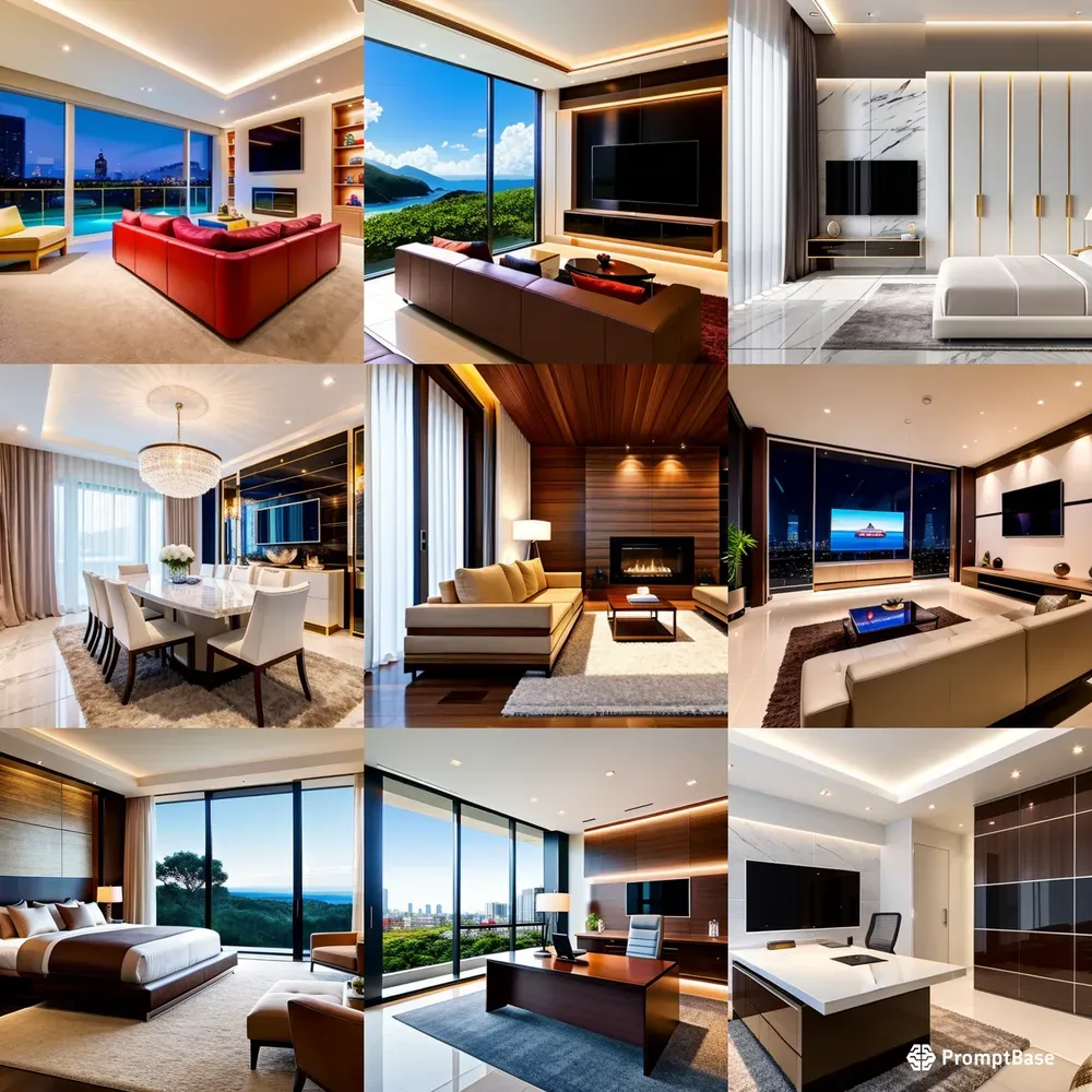 Realistic Luxurious Modern Rooms Stable Diffusion Prompt | PromptBase