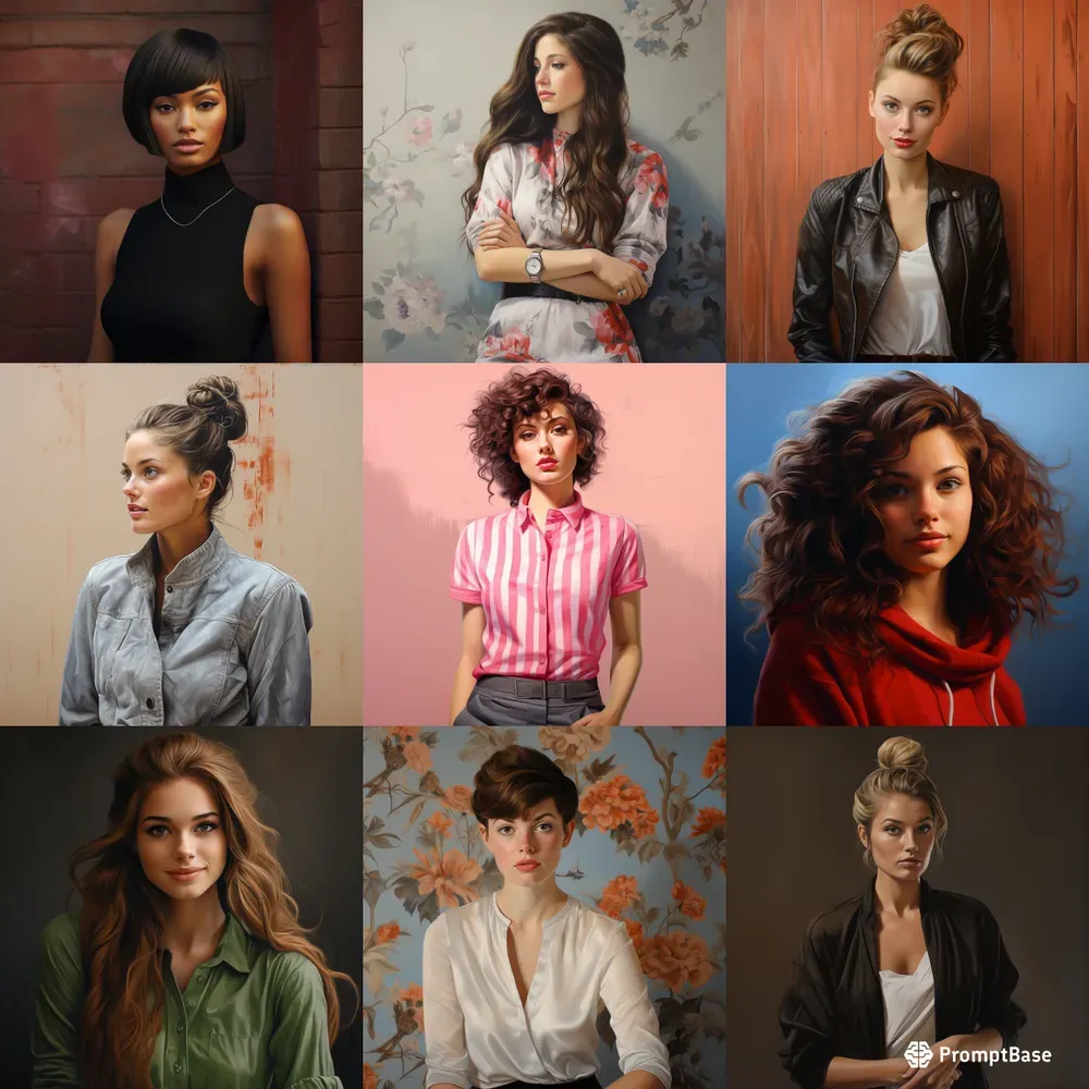 Hair Catalog Portraits Midjourney Prompt | PromptBase