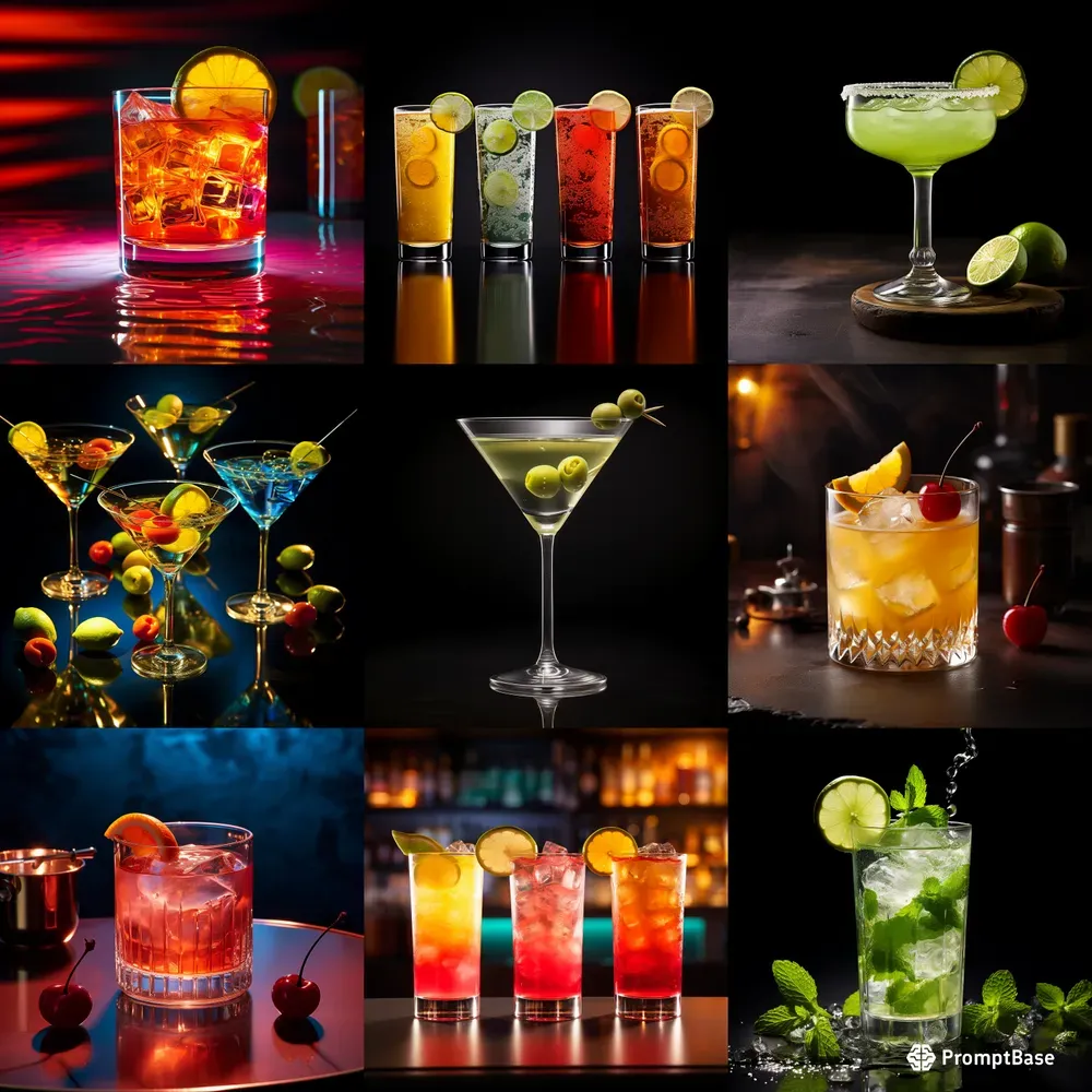 Advertising Bar Drinks Collection Midjourney Prompt | PromptBase