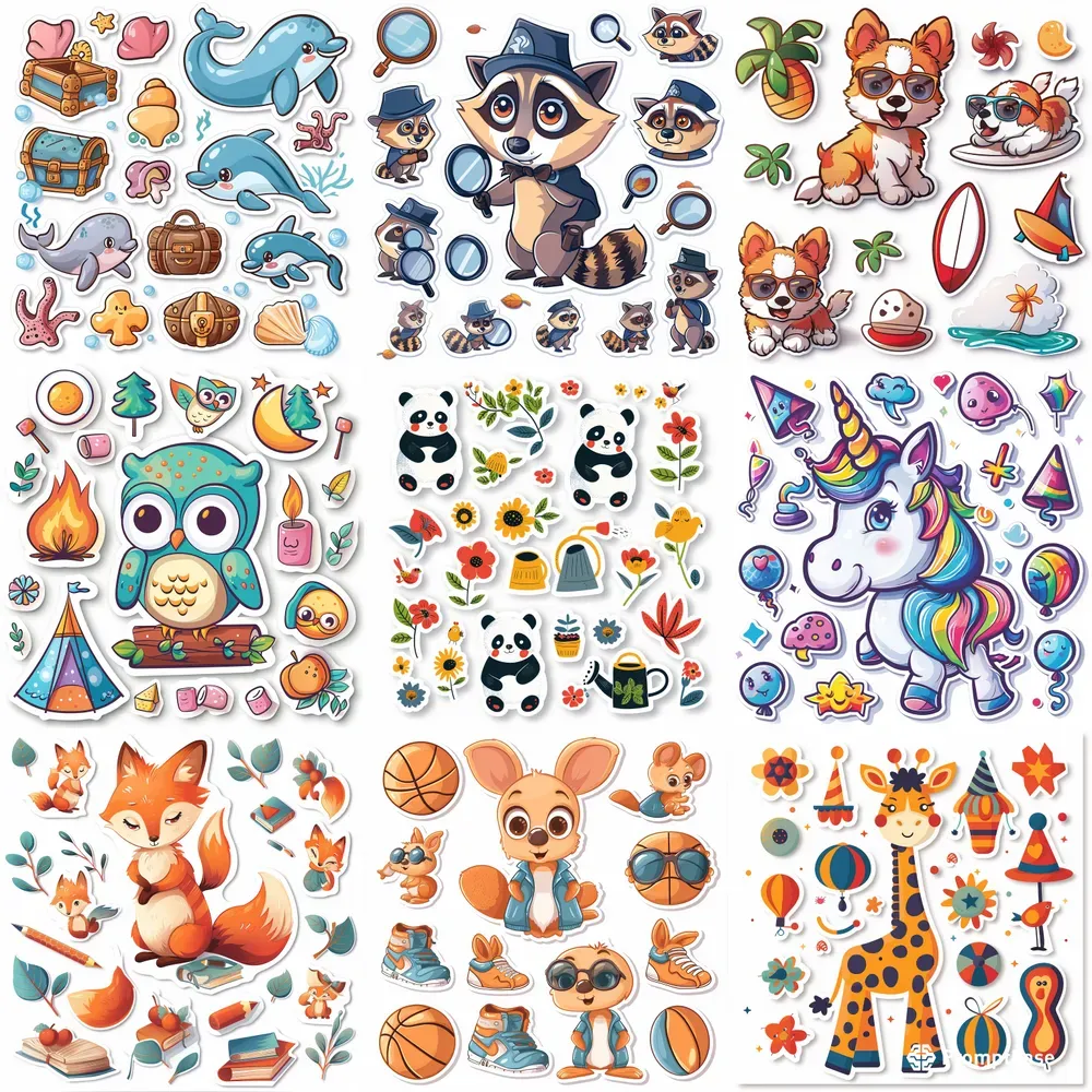 Cute Cartoon Sticker Sheets Midjourney Prompt | PromptBase