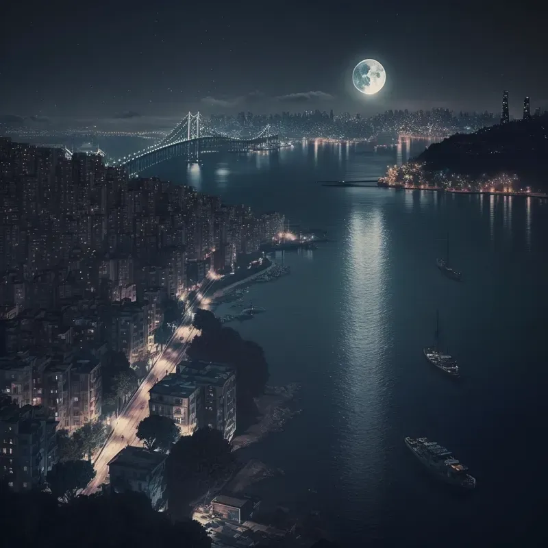 City Skyline At Night Midjourney Prompt | PromptBase