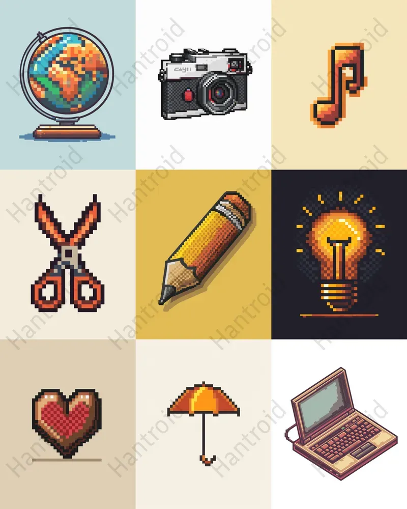 Retro Pixel Art Icons Midjourney Prompt | PromptBase