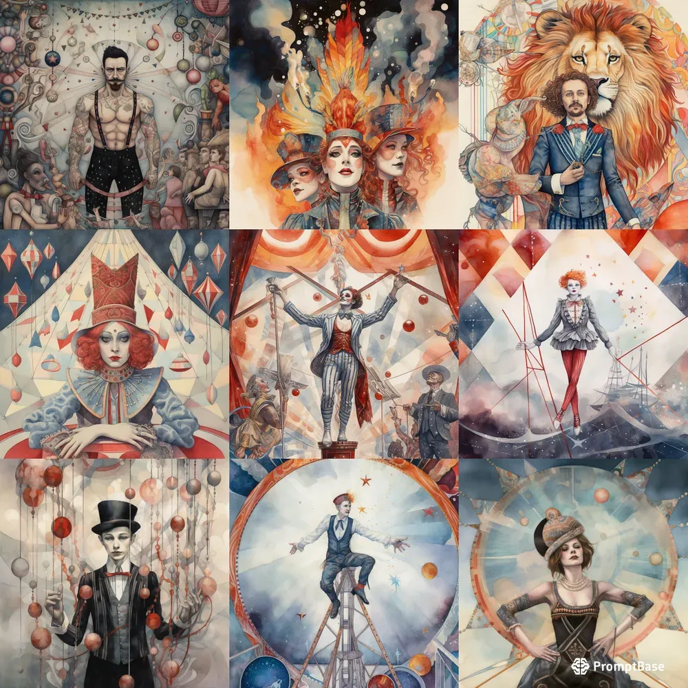 Watercolor Circus Midjourney Prompt | PromptBase