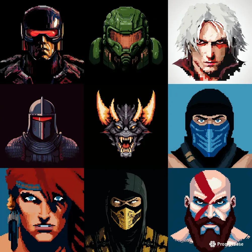 Retro Game Pixel Art Avatars Midjourney Prompt | PromptBase