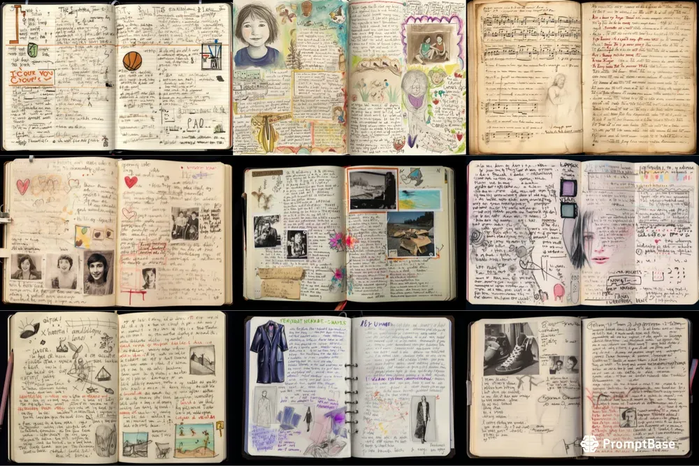 Personal Diary Pages Midjourney Prompt | PromptBase