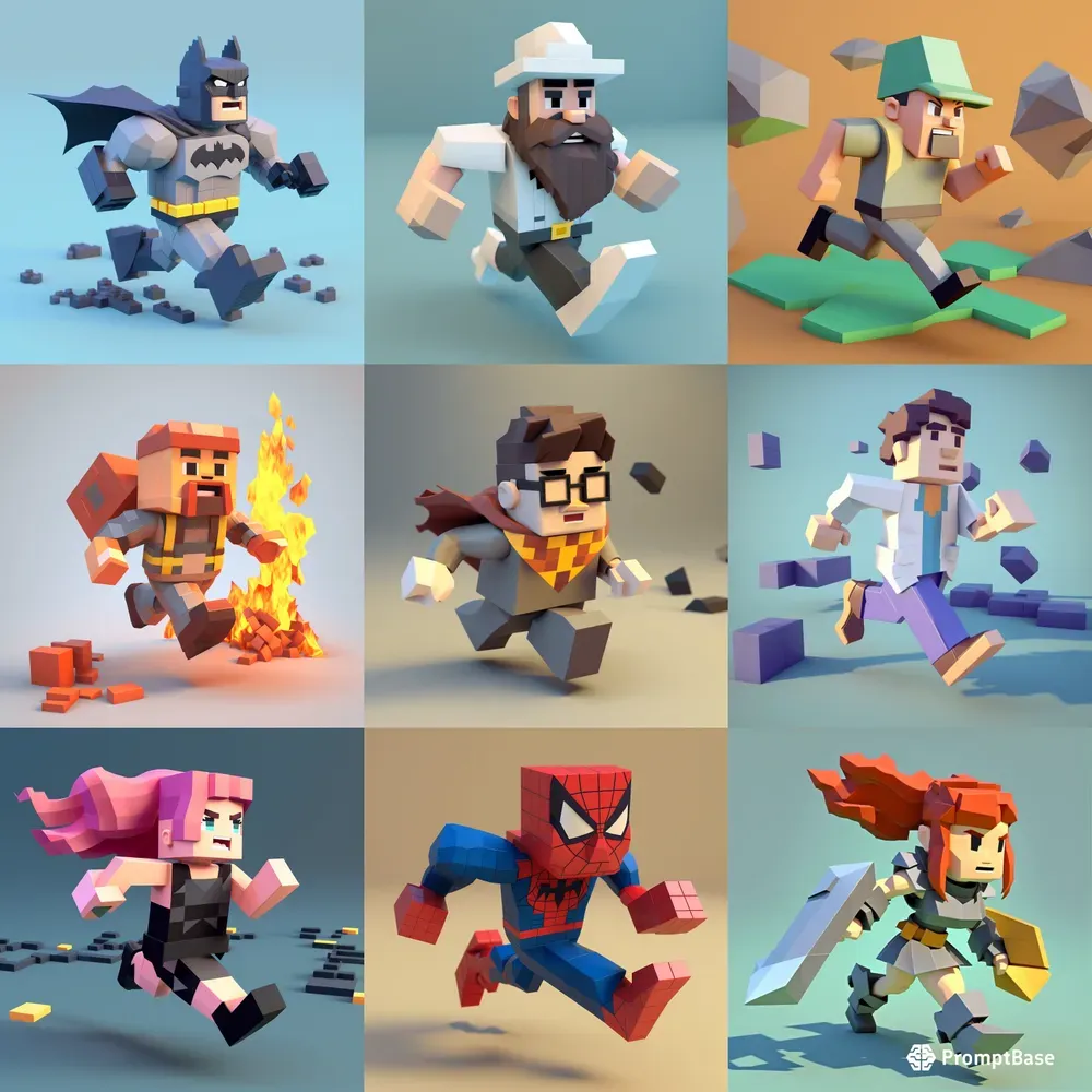 3D Pixel Characters Midjourney Prompt | PromptBase
