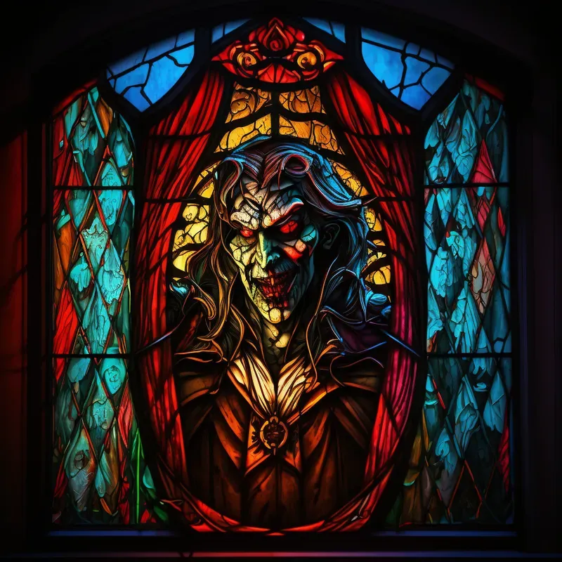 Stained Glass Halloween Scary Art Midjourney Prompt Promptbase