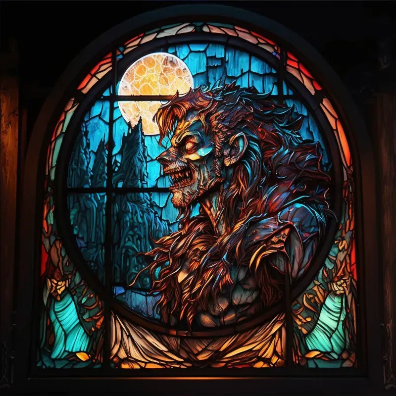 Stained Glass Halloween Scary Art Midjourney Prompt | PromptBase