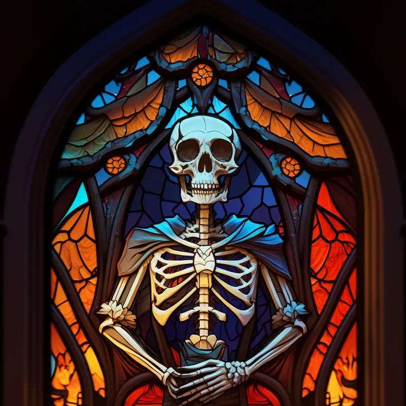 Stained Glass Halloween Scary Art Midjourney Prompt | PromptBase