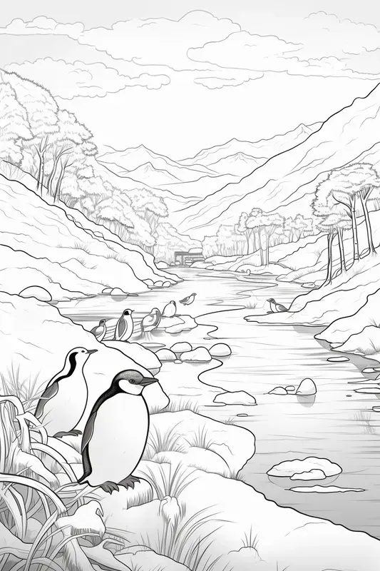 Winter Landscape Coloring Book Pages Midjourney Prompt | PromptBase
