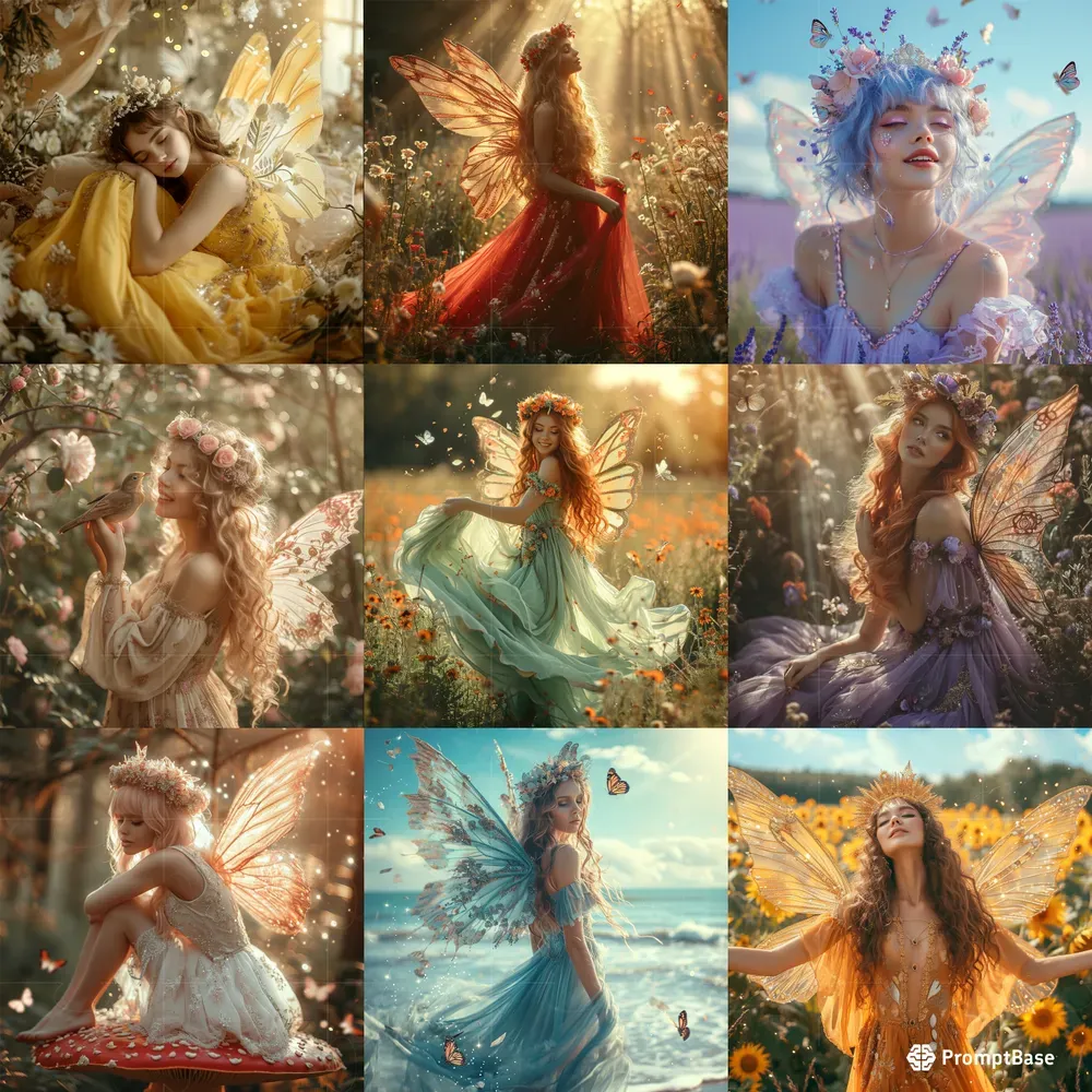 Beauty Fairies In The Magical Worlds Midjourney Prompt | PromptBase
