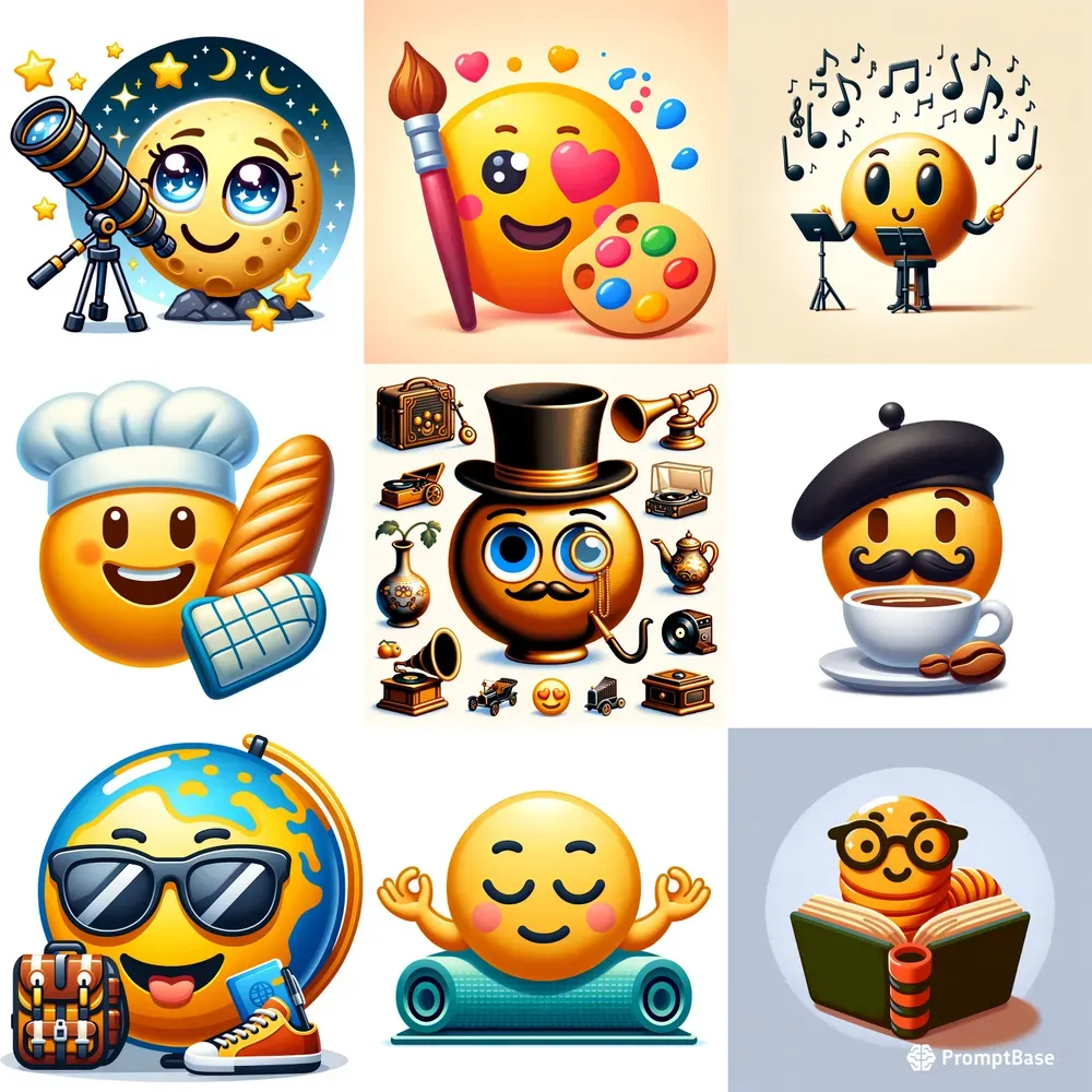 Hobbies Interests Emojis DALL·E Prompt | PromptBase