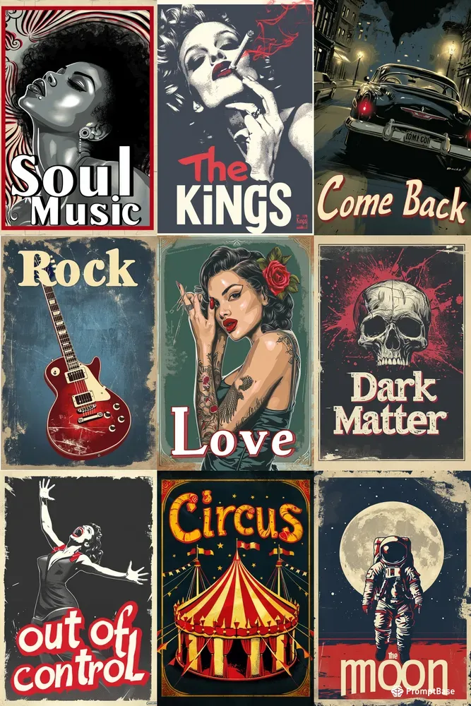 Vintage Posters With Text Midjourney Prompt | PromptBase