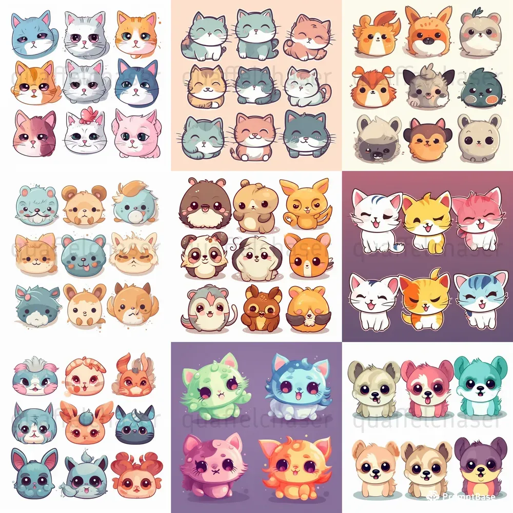 Cute Chibi Animal Stickers Midjourney Prompt | PromptBase