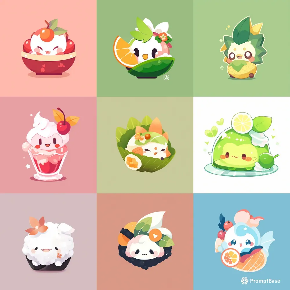 Cute Japanese Food Mascots Midjourney Prompt | PromptBase