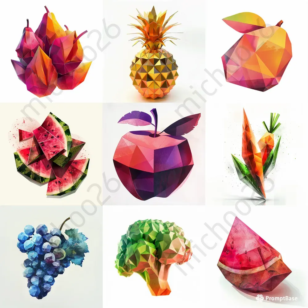 Geometry Abstract Pictures Of Fruits Midjourney Prompt | PromptBase