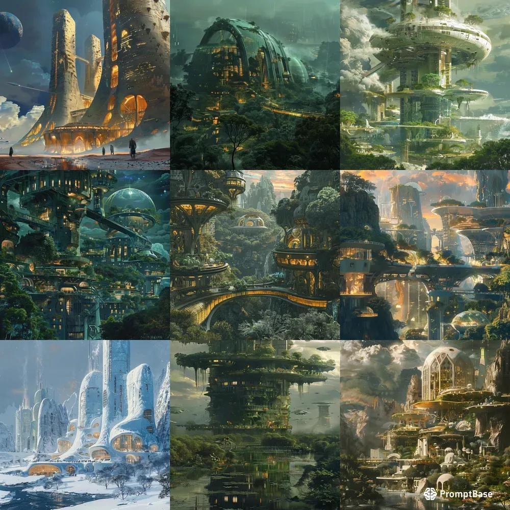 Futuristic Arcology Architectures Midjourney Prompt | PromptBase
