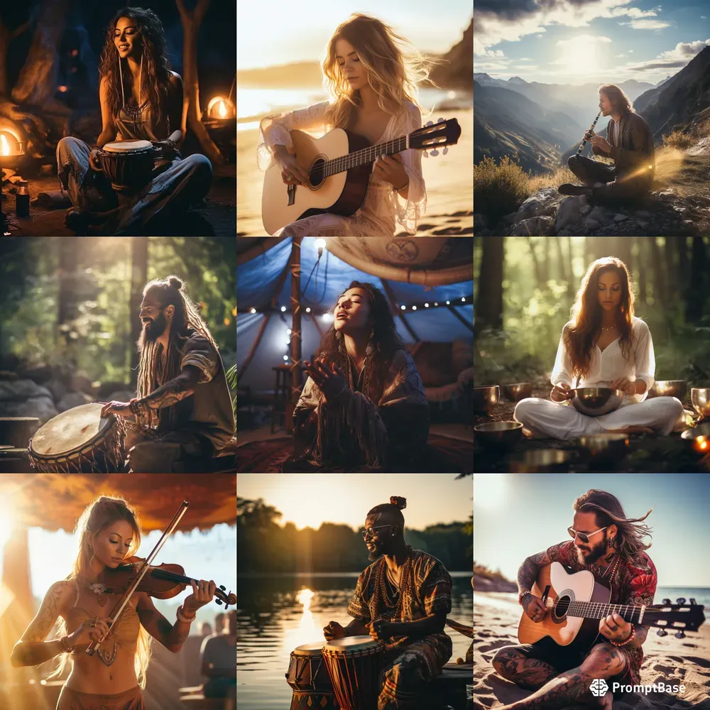 Realistic Spiritual Musicians Midjourney Prompt | PromptBase