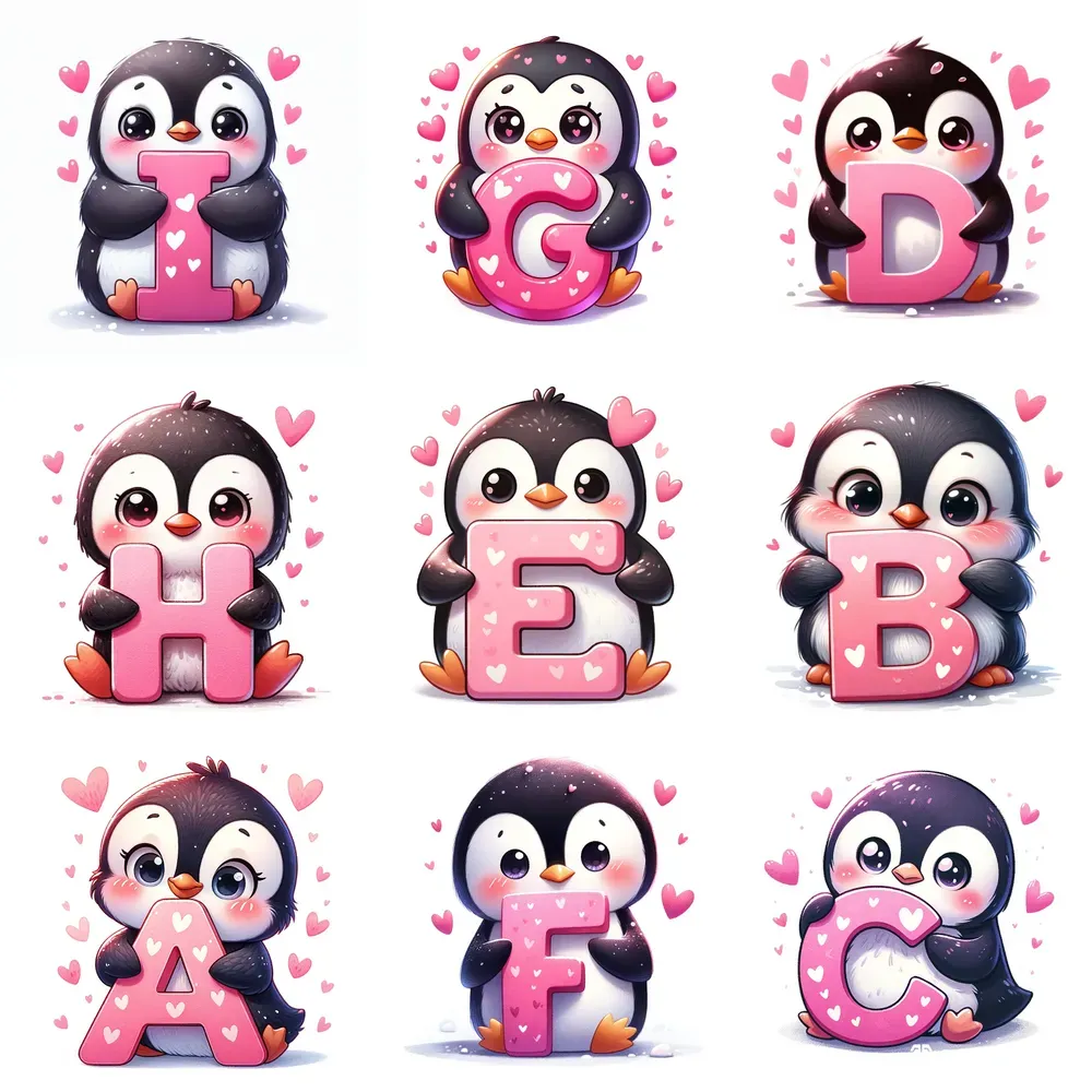 Valentine Penguins Alphabets DALL·E Prompt | PromptBase