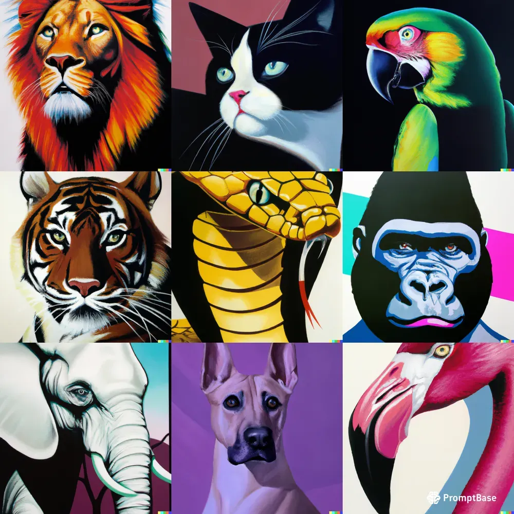 80s Animal Portraits DALL·E Prompt | PromptBase