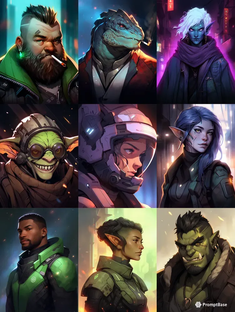 Sci-fi RPG Character Portraits Midjourney Prompt | PromptBase