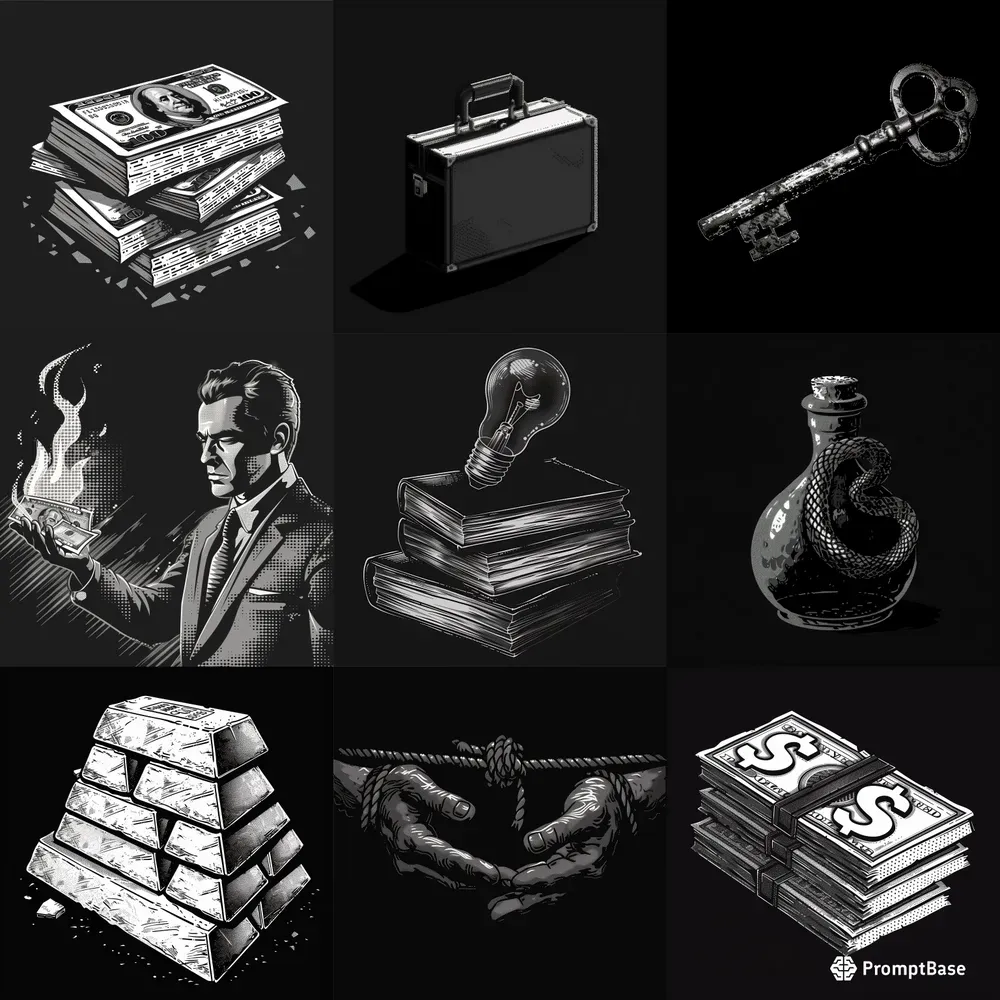 Black And White Medium Illustrations Midjourney Prompt | PromptBase