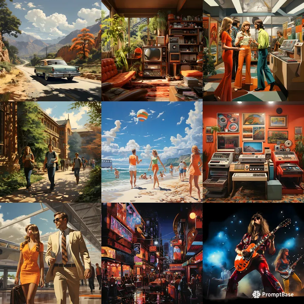 70s Everyday Life Illustrations Midjourney Prompt | PromptBase