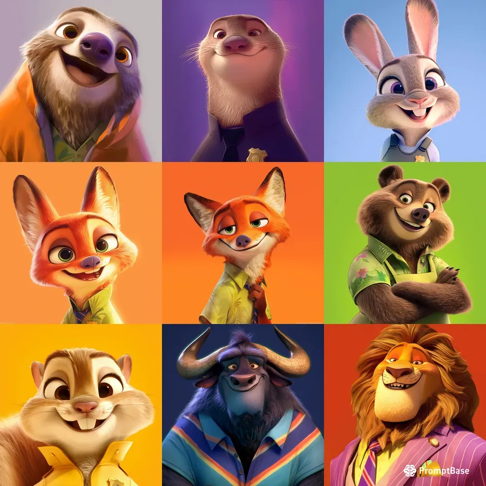3D Zootopia Portrait Characters Midjourney Prompt | PromptBase