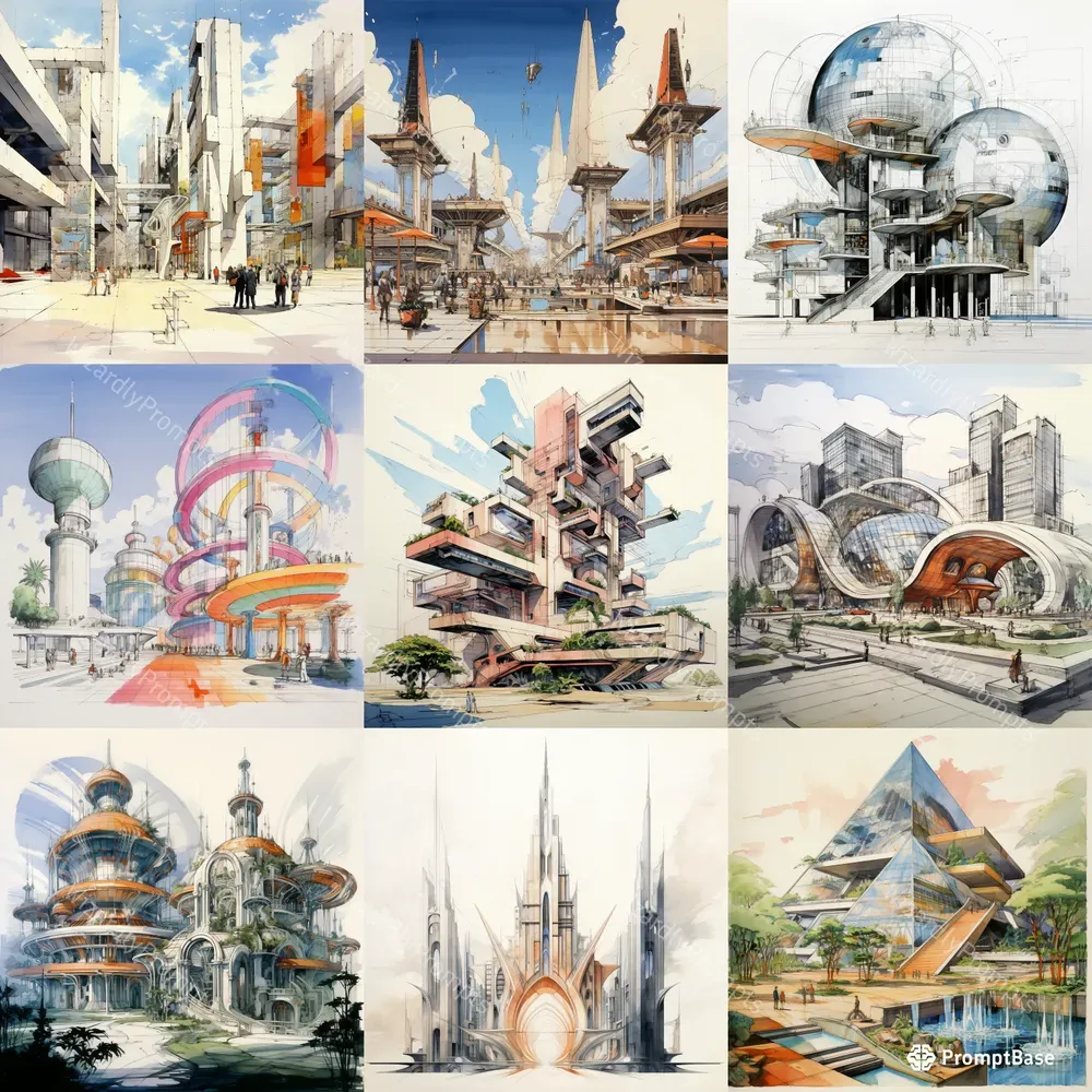 Postmodern Design Sketches Midjourney Prompt | PromptBase