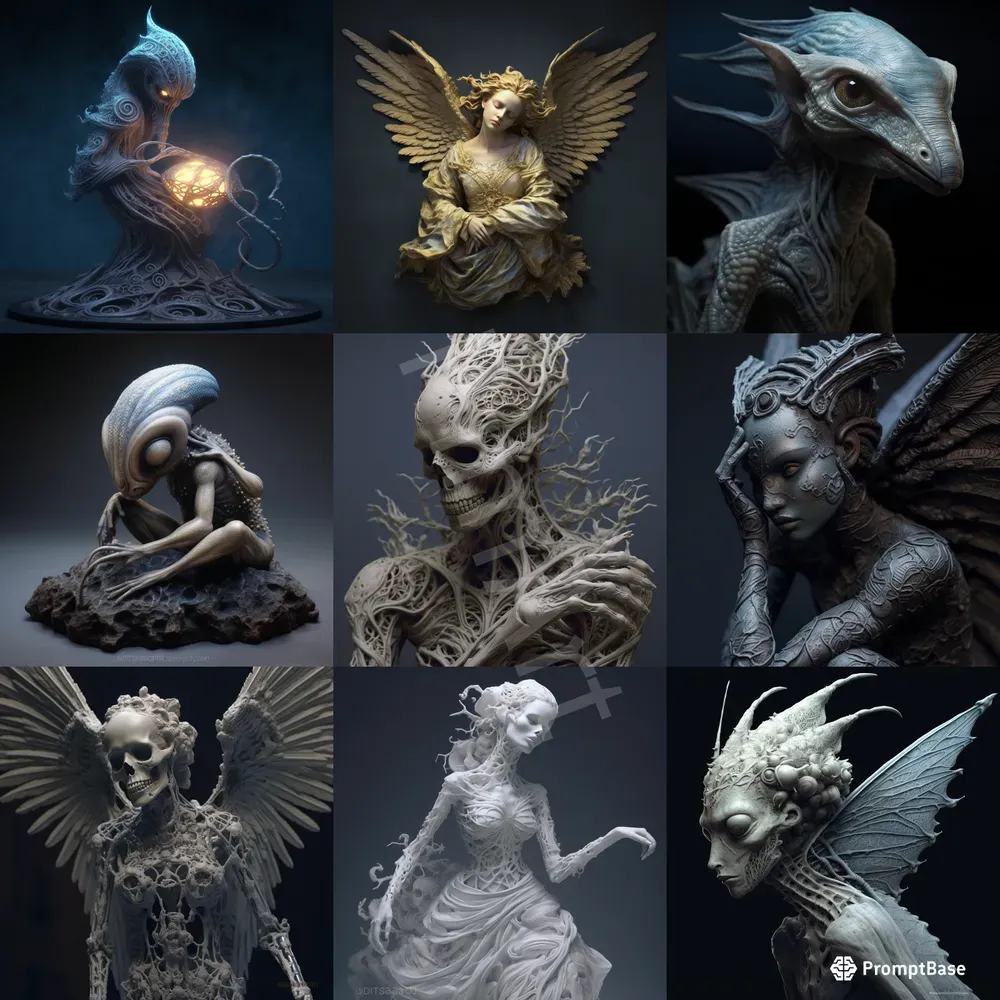 3D Sculpture Art Midjourney Prompt | PromptBase