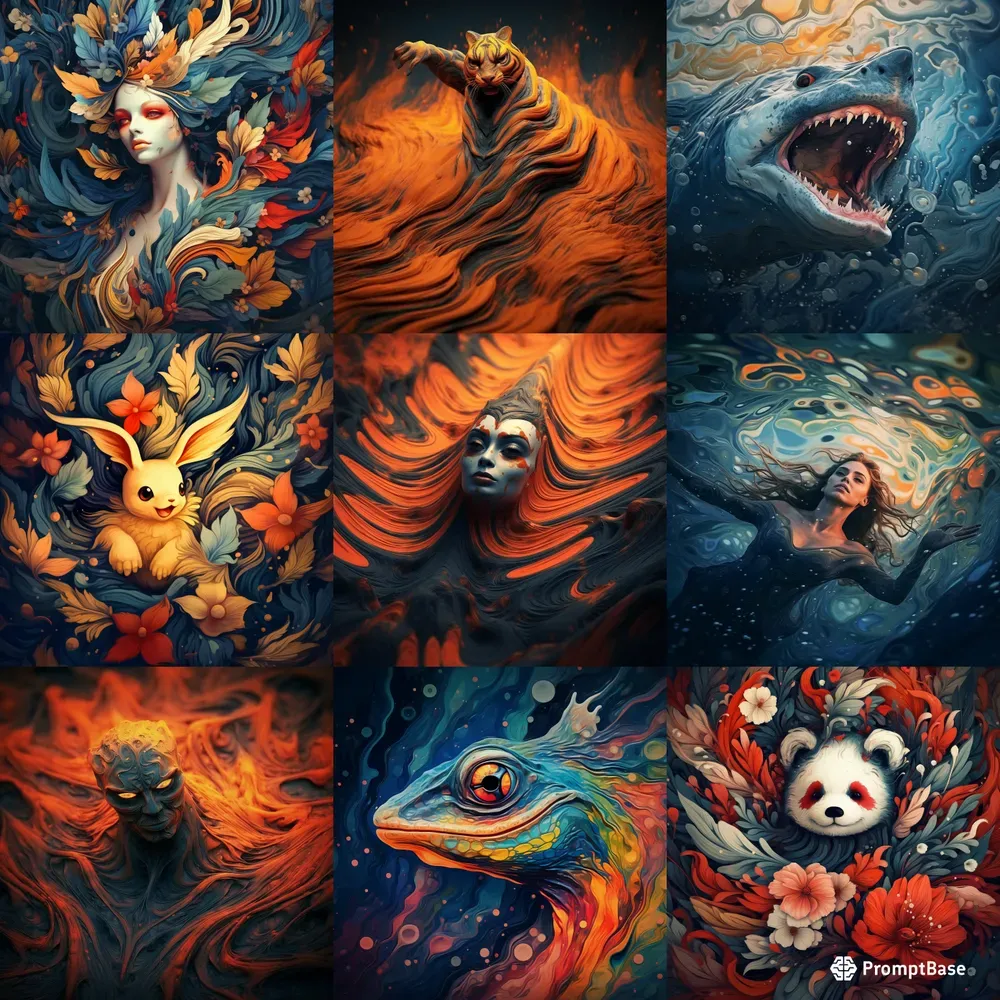 Abstract Elemental Portraits Midjourney Prompt | PromptBase