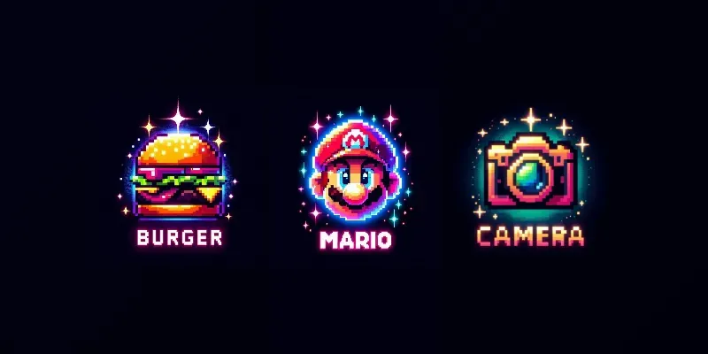 Retro Pixelated Logos Generator App | PromptBase