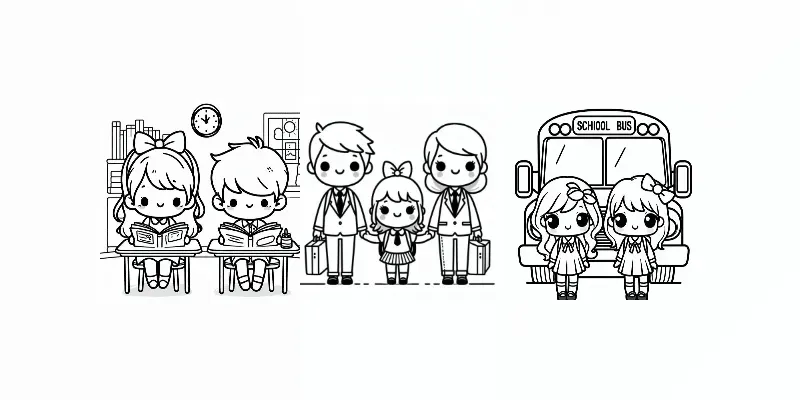 Back To School Kids Coloring Pages DALL·E Prompt | PromptBase