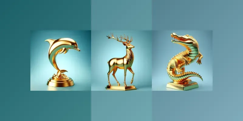 Golden Animals Sculptures Generator App | PromptBase