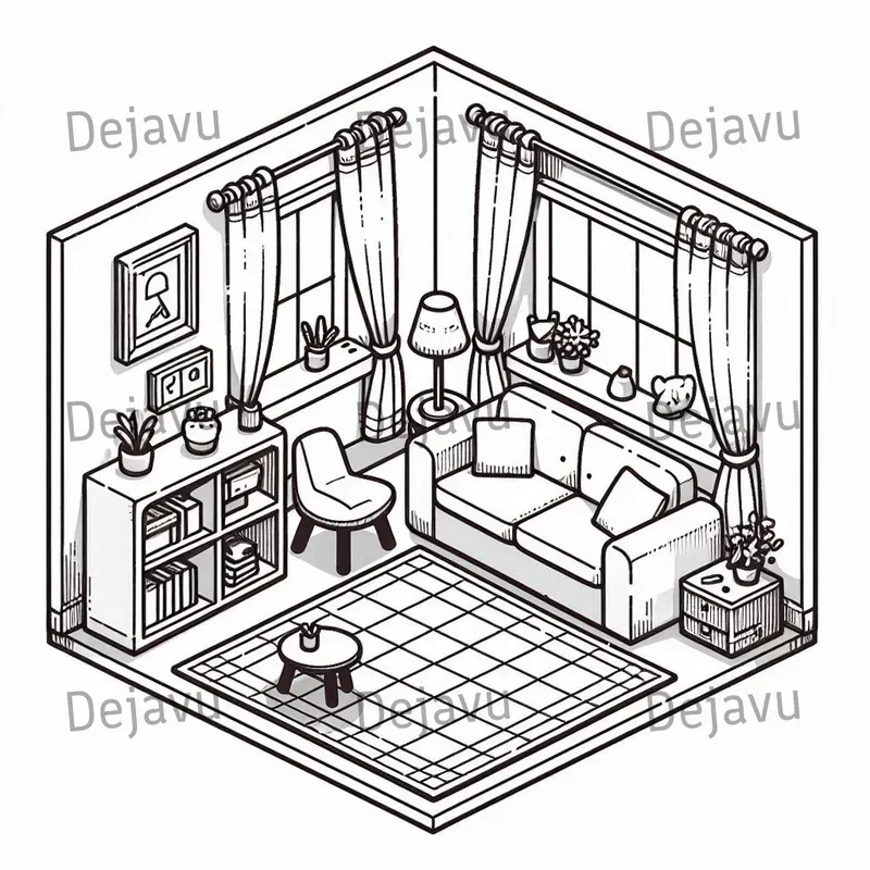 3D Rooms Corners Coloring Books DALL·E Prompt | PromptBase