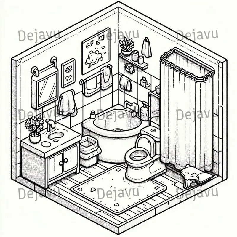3D Rooms Corners Coloring Books DALL·E Prompt | PromptBase