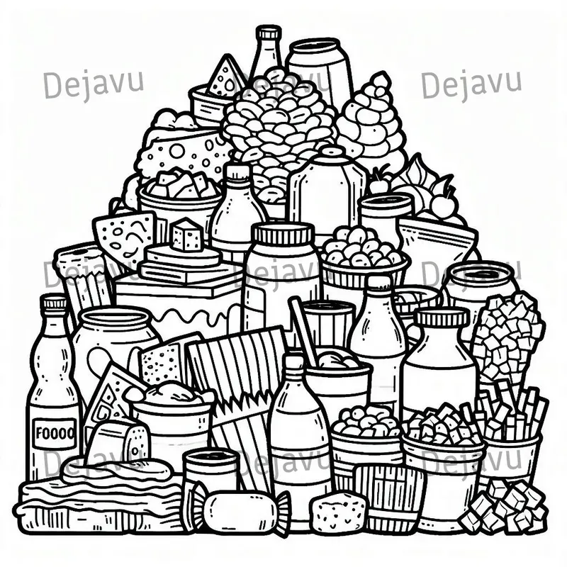 Items Piles Coloring Sheet Pages DALL·E Prompt | PromptBase