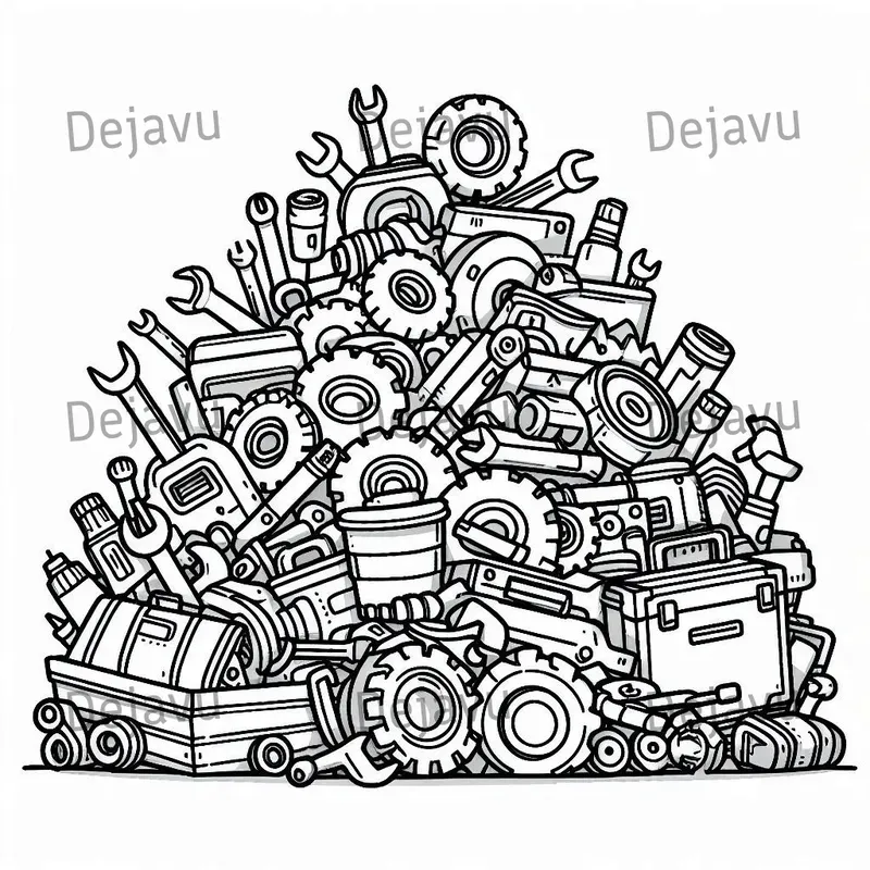 Items Piles Coloring Sheet Pages DALL·E Prompt | PromptBase