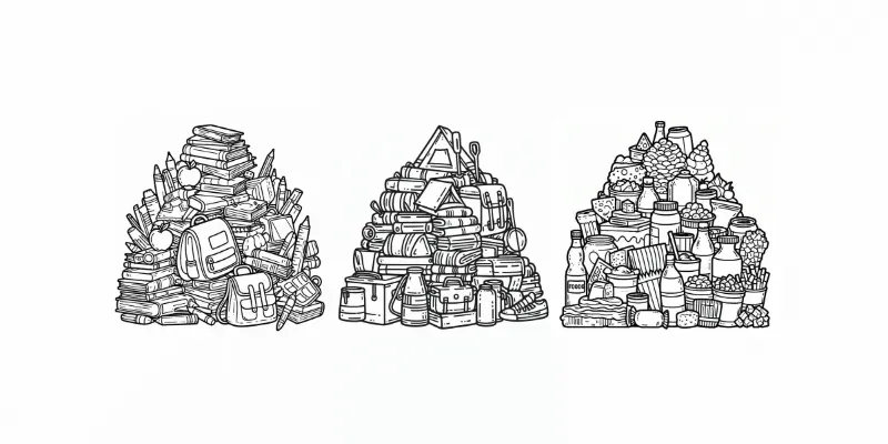 Items Piles Coloring Sheet Pages Generator App | PromptBase