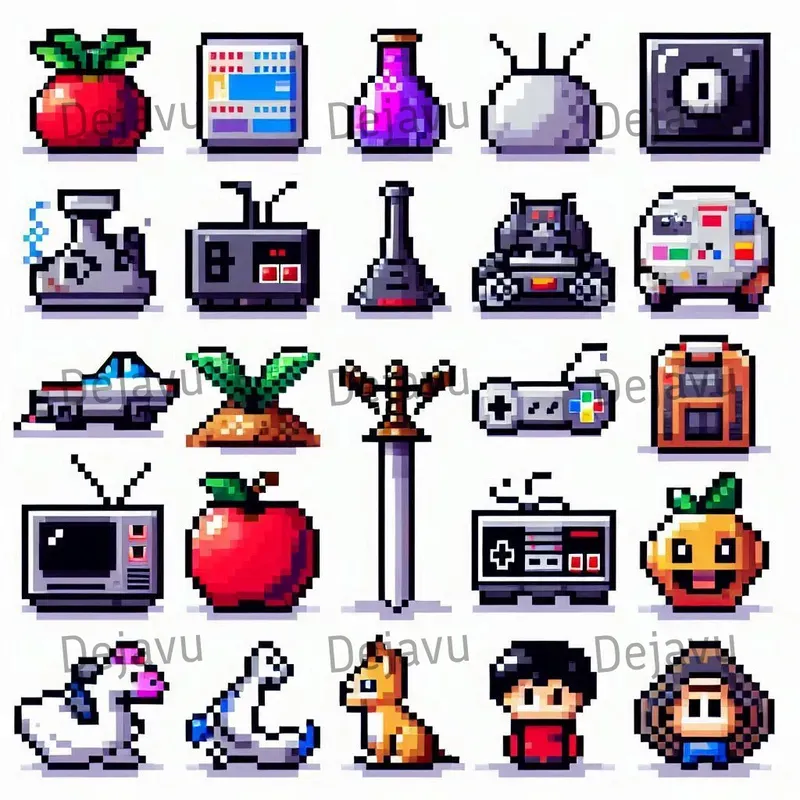 Games Pattern In Pixel Art Logos DALL·E Prompt | PromptBase