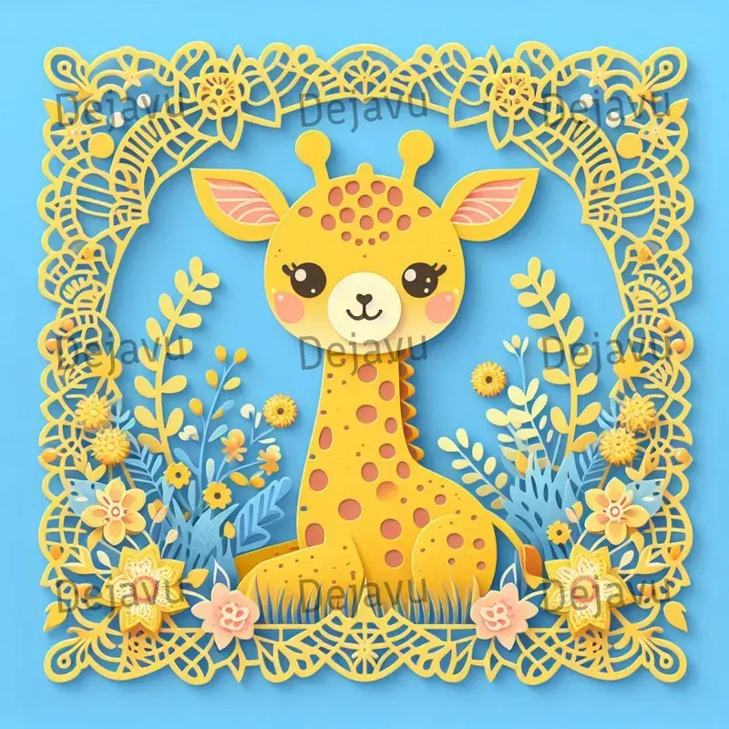 Floral Papercut Cute Animals DALL·E Prompt | PromptBase
